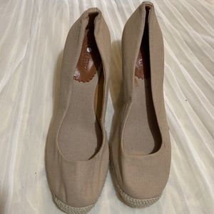 J. Crew | Shoes | J Crew Seville Beige Canvas Wedge Espadrilles 75 ...